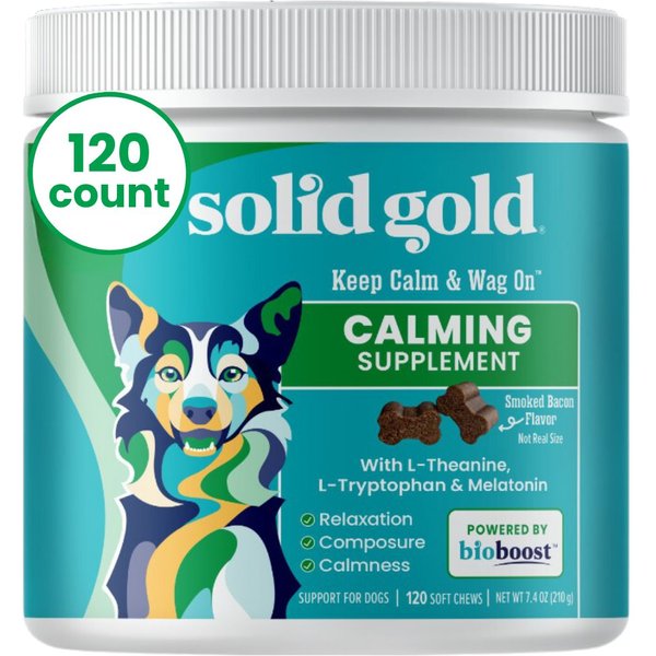 SOLID GOLD Keep Calm & Wag On Calming Aid Chew Supplement for Dogs, 120 ...