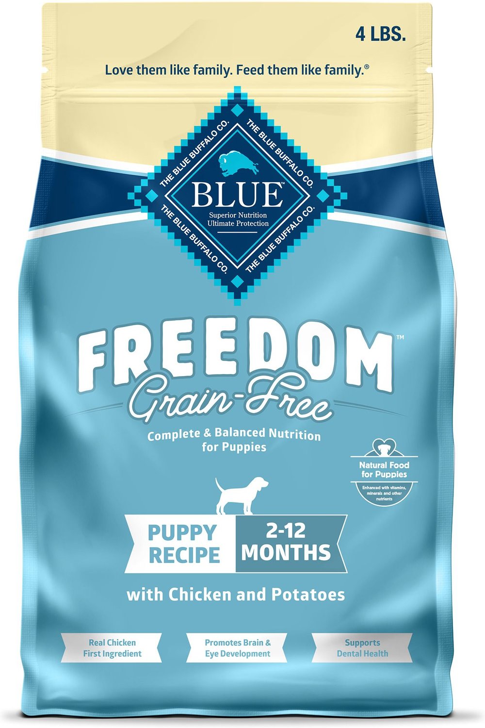 BLUE BUFFALO Freedom Puppy Chicken Recipe Grain-Free Dry Dog Food, 4-lb ...