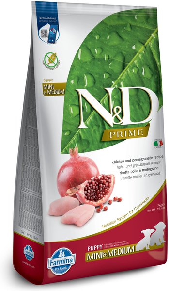 FARMINA N&D Prime Chicken & Pomegranate Mini Puppy Dry Dog Food, 15.4 ...