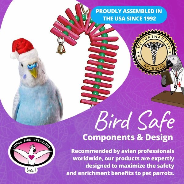 SUPER BIRD CREATIONS Balsa Candy Cane Bird Toy - Chewy.com