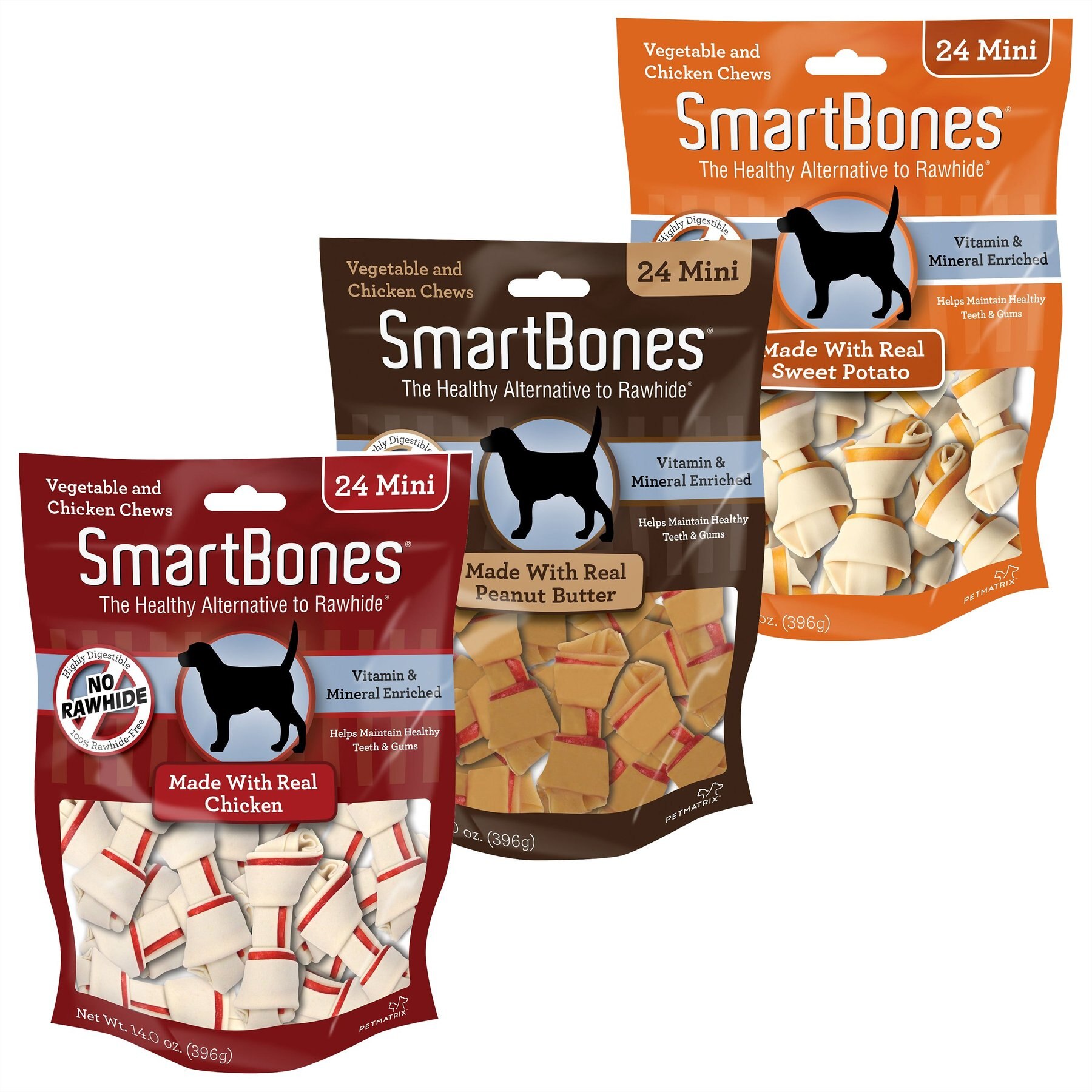 Variety Pack - SmartBones Mini Chicken Chew Bones Dog Treats, Peanut ...
