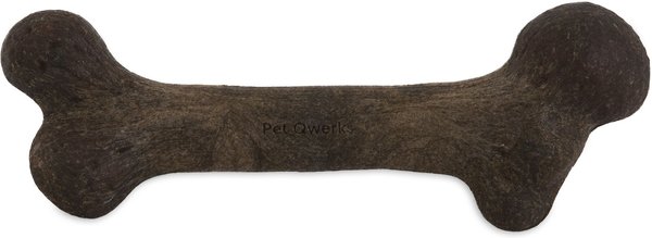 PET QWERKS Dinosaur BarkBone Nylon & Wood Dog Toy, Brown, Medium ...