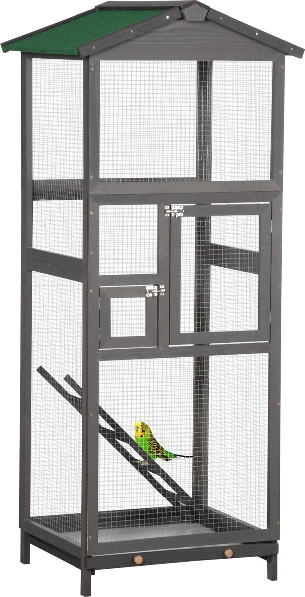 Out of Stock - PAWHUT 65-in Wooden Outdoor Finches Aviary with Pull Out ...