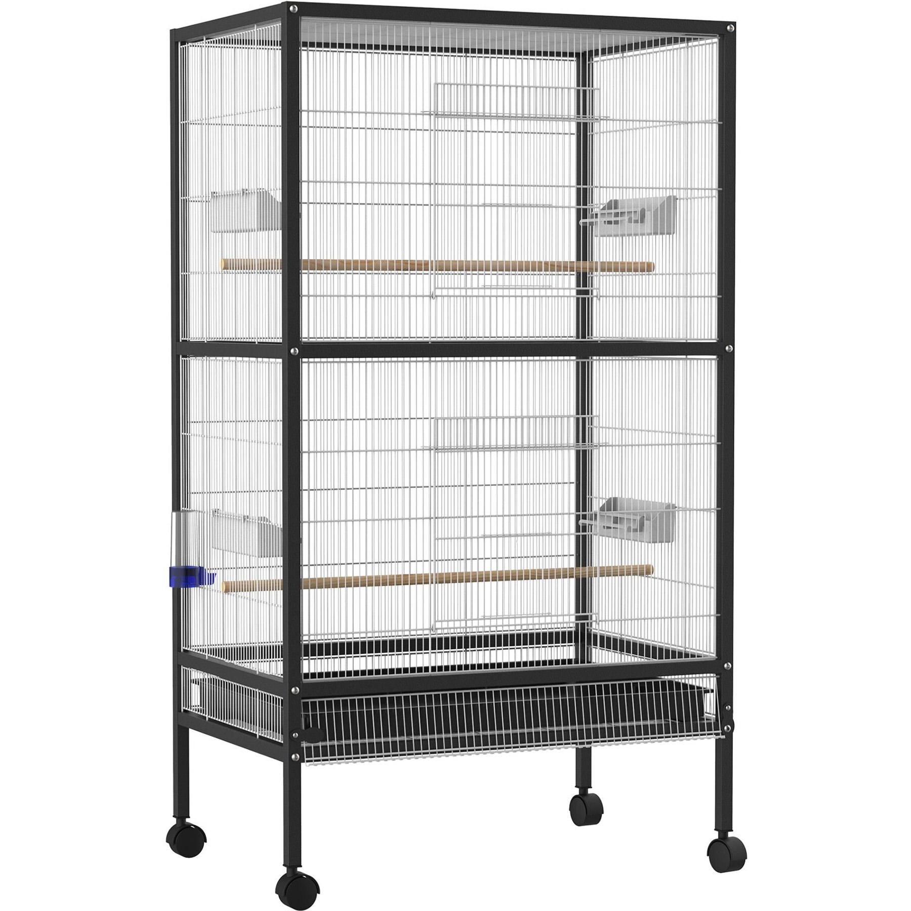 PAWHUT 54-in Extra Large Portable Rolling Iron Aviary Flight Bird Cage ...