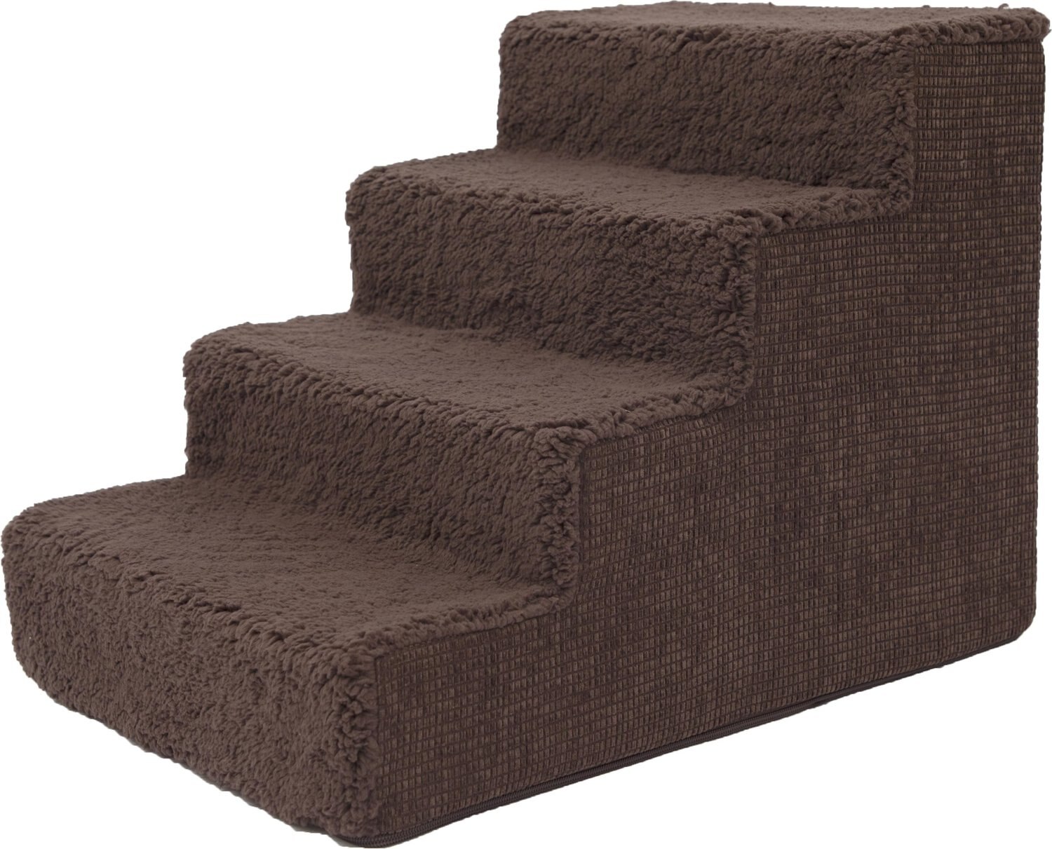 PRECIOUS TAILS High Density Foam Sherpa Top 4 Steps Dog & Cat Stair ...