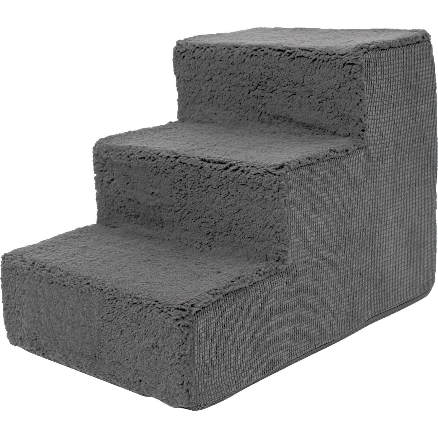 PRECIOUS TAILS High Density Foam Sherpa Top 3 Steps Dog & Cat Stair ...