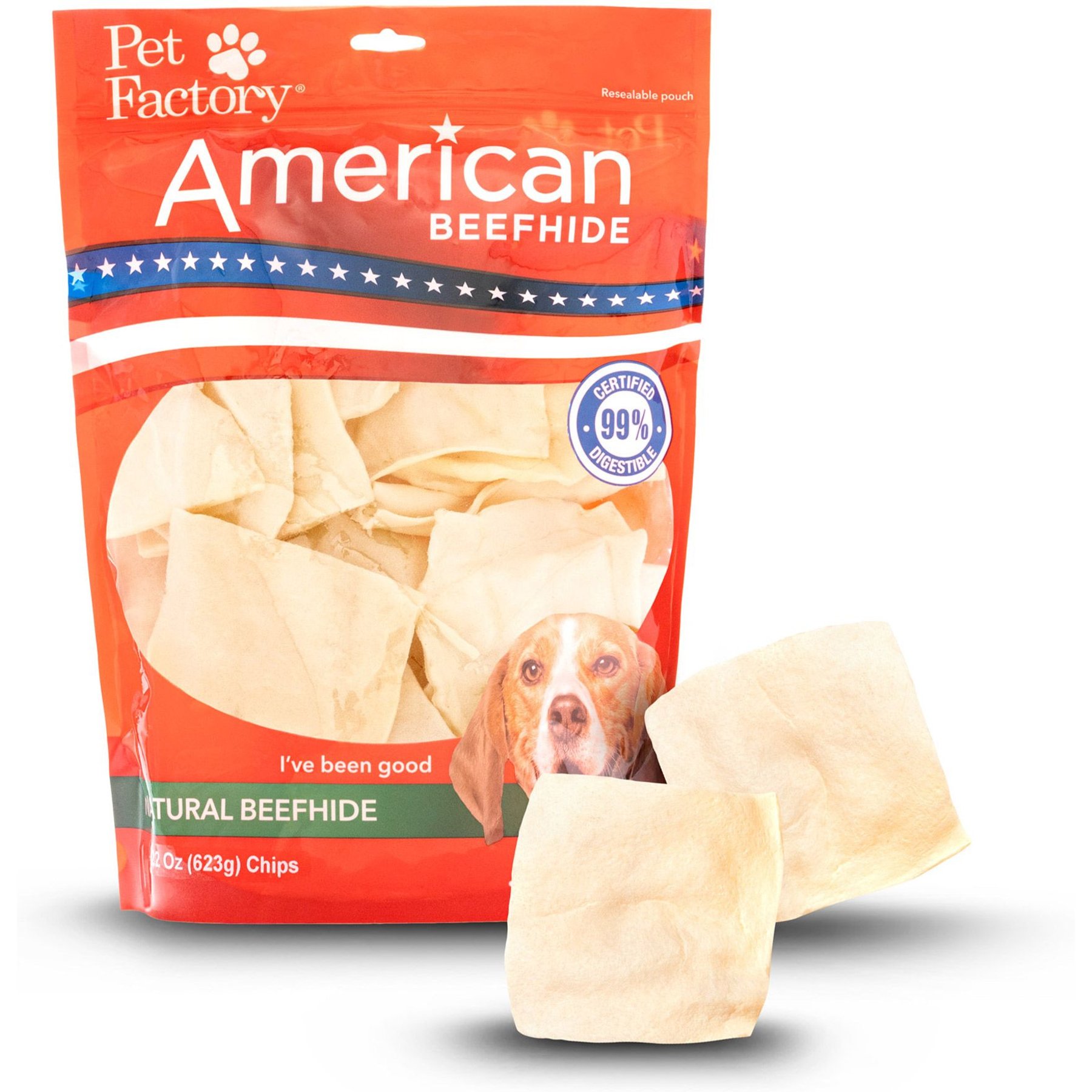 PET FACTORY Beefhide Chips Natural Flavored Dog Hard Chews, 22-oz bag ...
