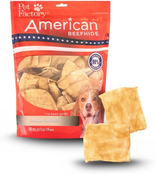PET FACTORY Beefhide Chips Vanilla Flavored Dog Hard Chews, 22-oz bag ...