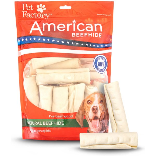 PET FACTORY Beefhide Rolls 4 to 4.5-inch Natural Flavored Dog Hard ...