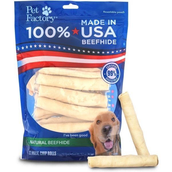 PET FACTORY Beefhide 5-inch Chip Rolls Natural Flavored Dog Hard Chews ...