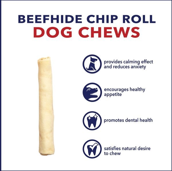 PET FACTORY Beefhide 5-inch Chip Rolls Natural Flavored Dog Hard Chews ...