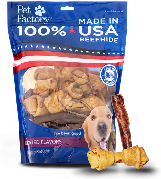 PET FACTORY Beefhide 4 to 6-inch Beef & Chicken Flavored Dog Hard Chew ...