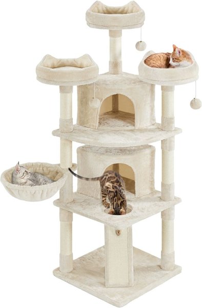 YAHEETECH Multi-Level Cat Tree, 68.5-in, Beige - Chewy.com
