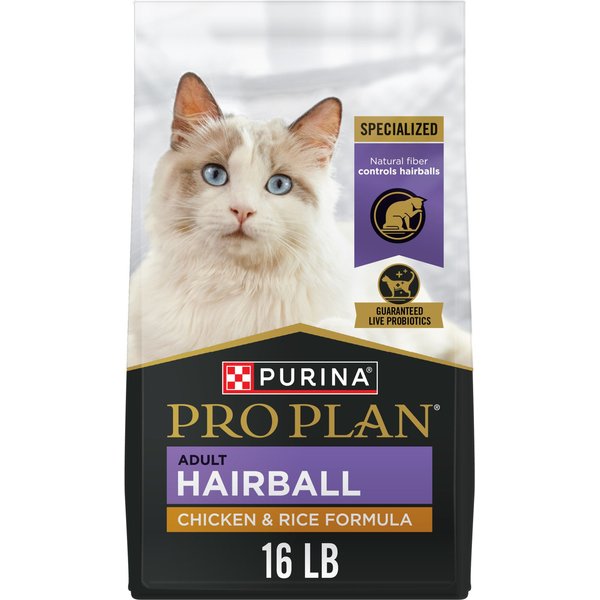 PURINA PRO PLAN Adult Hairball Chicken & Rice Formula Dry Cat Food, 16 ...