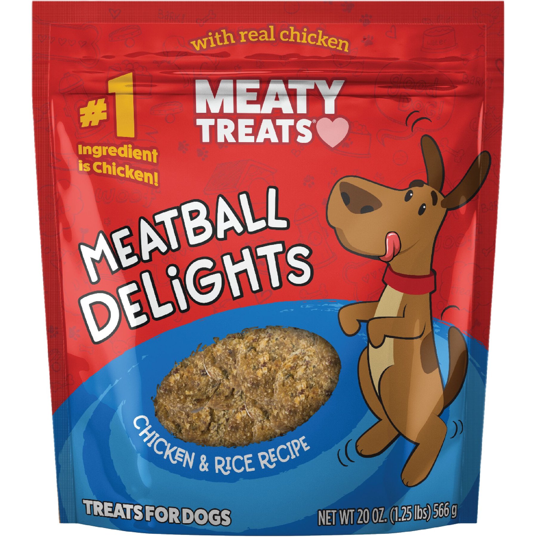 MEATY TREATS Meatball Delights Chicken & Rice Flavor Dog Treats, 20-oz ...