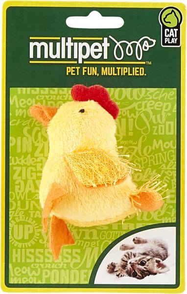 MULTIPET Look Who's Talking Chicken Plush Cat Toy with Catnip - Chewy.com