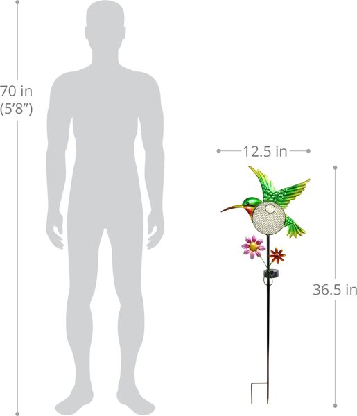 Discontinued - EXHART Solar Hand Painted Hummingbird Metal Mesh Pellet ...