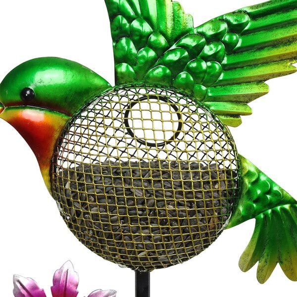 Discontinued - EXHART Solar Hand Painted Hummingbird Metal Mesh Pellet ...