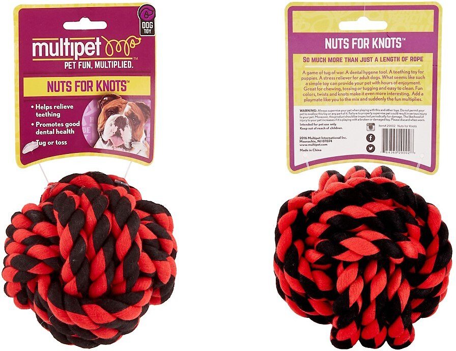 MULTIPET Nuts for Knots Ball Dog Toy, Color Varies, Large - Chewy.com