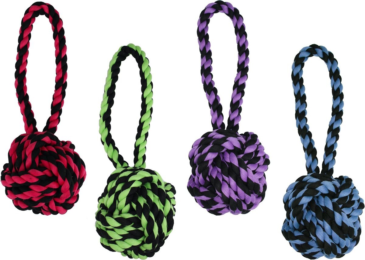 MULTIPET Nuts for Knots Heavy Duty Rope with Tug Dog Toy, Color Varies ...