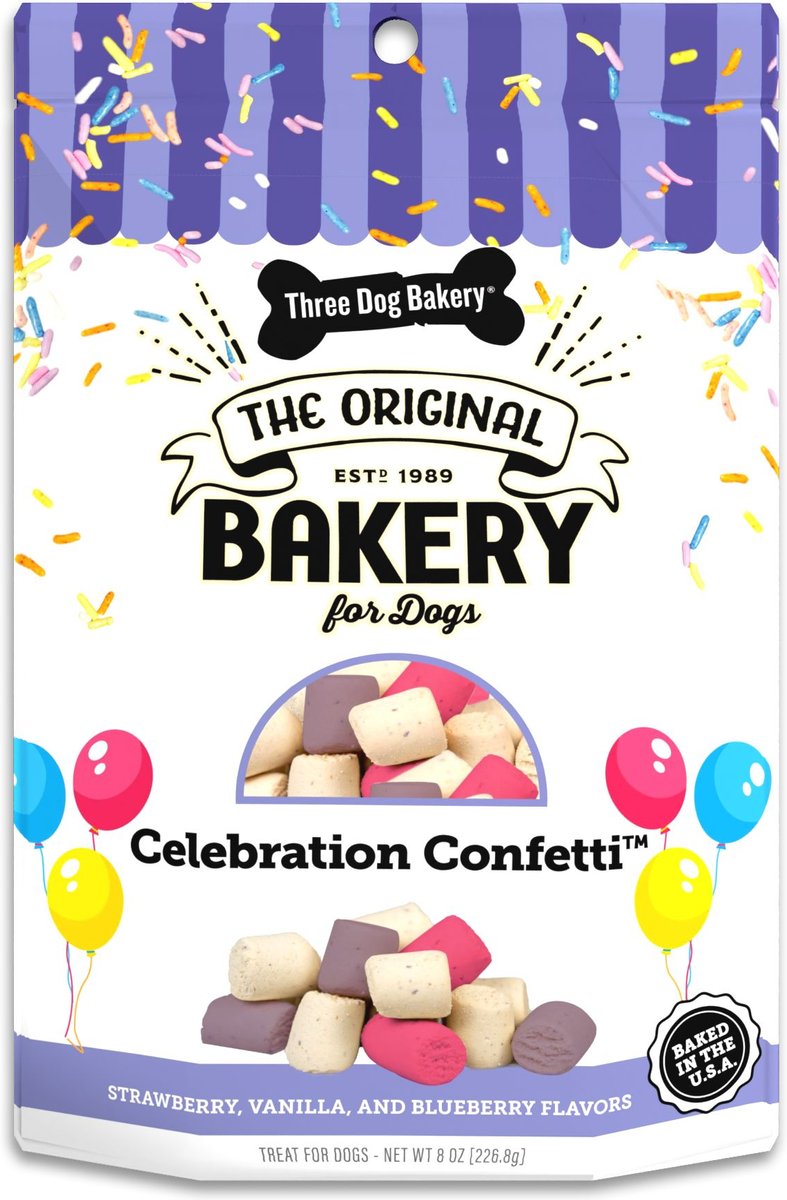 THREE DOG BAKERY Celebration Confetti Strawberry, Vanilla & Blueberry ...