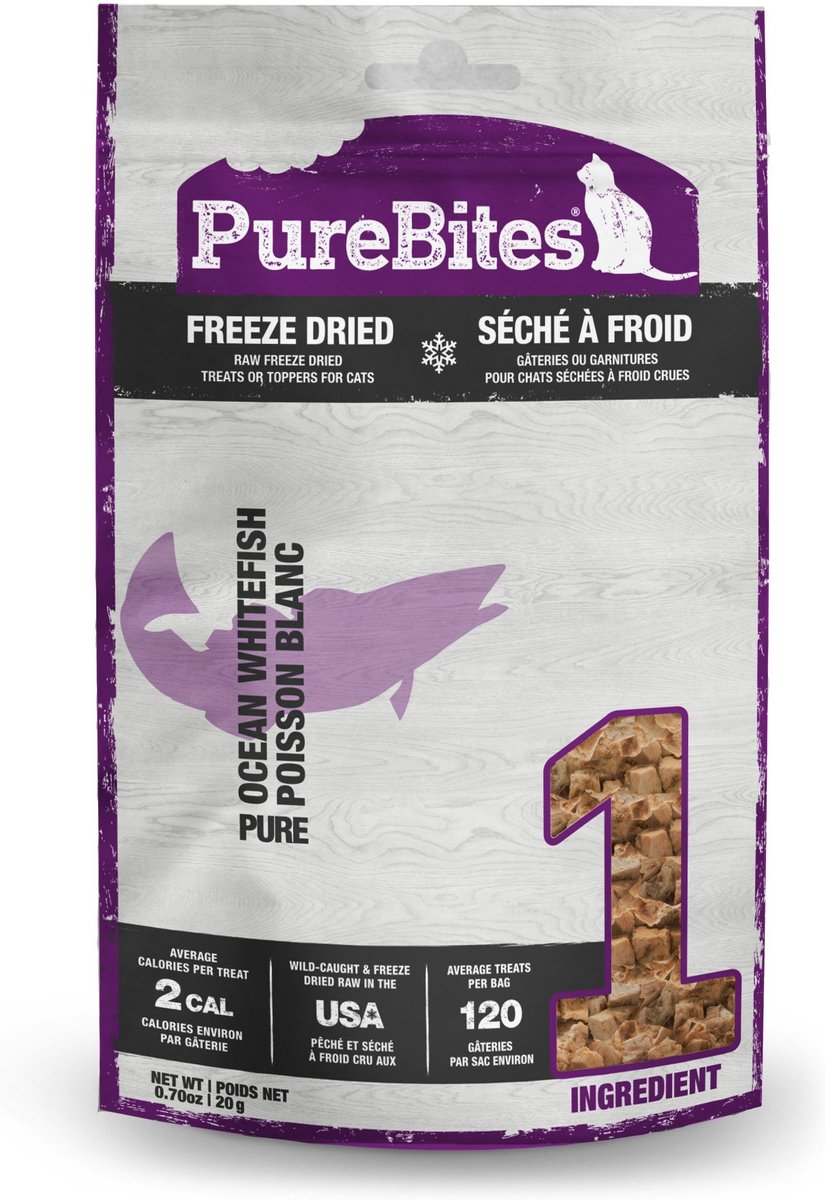 PUREBITES Ocean Whitefish Freeze-Dried Raw Cat Treats, 0.7-oz bag ...