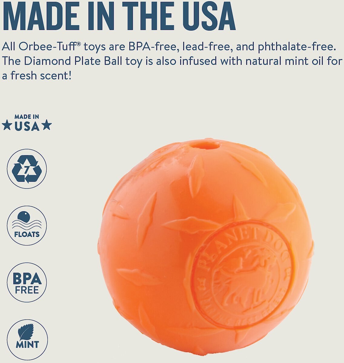 Discontinued - PLANET DOG Orbee-Tuff Diamond Plate Ball Tough Dog Chew ...