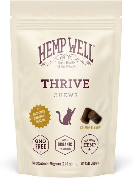 HEMP WELL Thrive Skin & Coat Soft Chew Supplement for Cats, 60 count ...