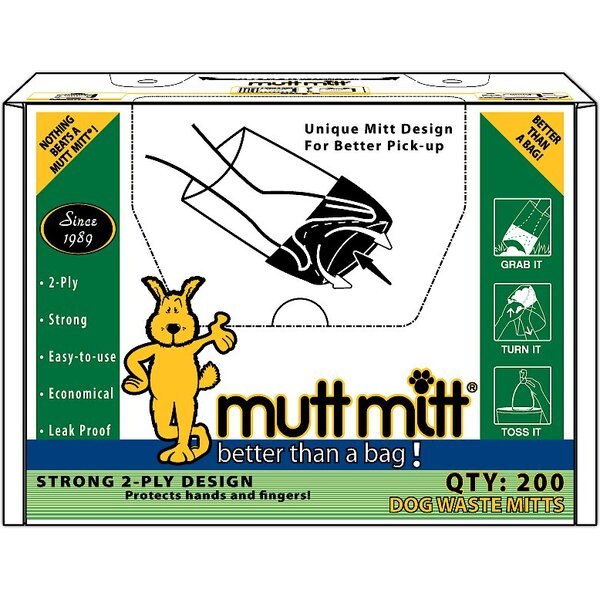 MUTT MITT Dog Waste & Poop Pick Up Bag, 200 count - Chewy.com