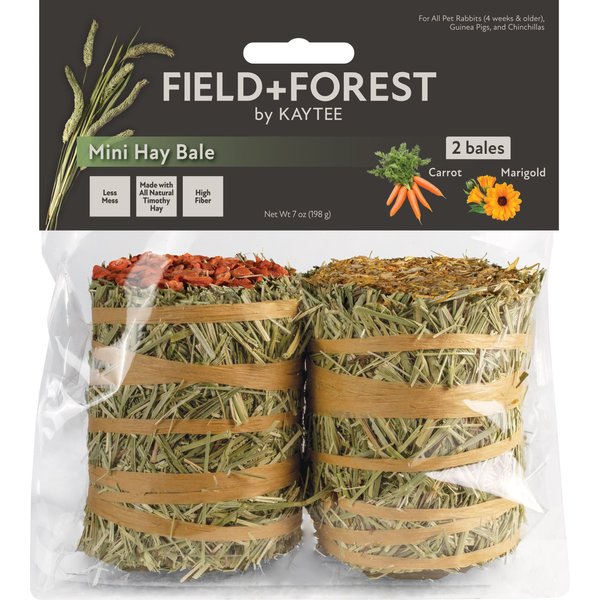 FIELD+FOREST BY KAYTEE Mini Hay Bales Carrot Marigold Small Pet Hay, 7 ...