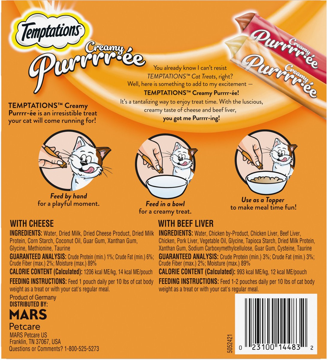 TEMPTATIONS Creamy Puree with Beef Liver & Cheese Variety Pack Lickable ...