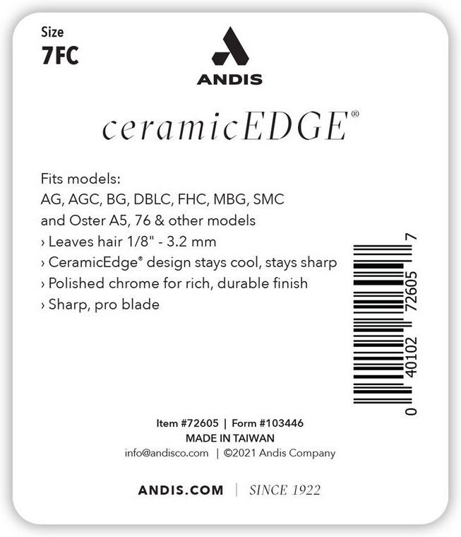 ANDIS CeramicEdge Detachable Blade, #7FC, 1/8" - 3.2mm - Chewy.com