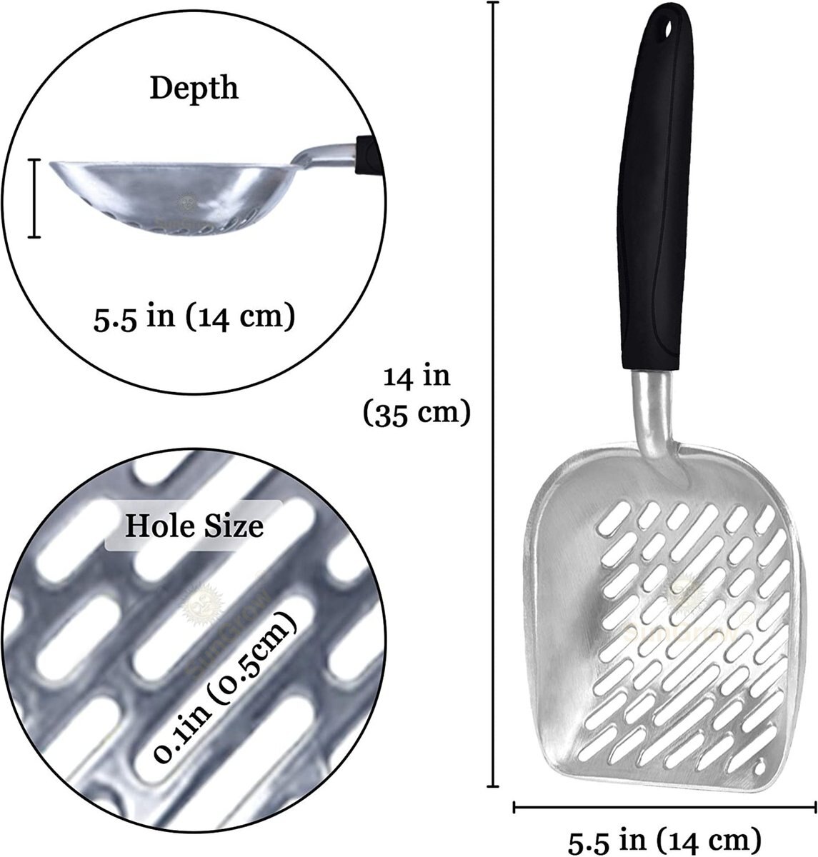 SUNGROW Wide & Deep Metal Cat Litter Scooper, Black - Chewy.com