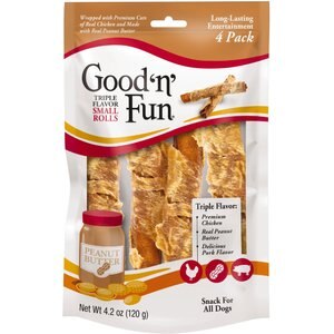 GOOD 'N' FUN Triple Flavor Peanut Butter Twists Dog Rawhide Treat, 4.7 ...