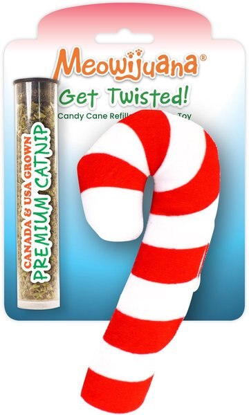 MEOWIJUANA Refillable Get Twisted Candy Cane Cat Toy - Chewy.com