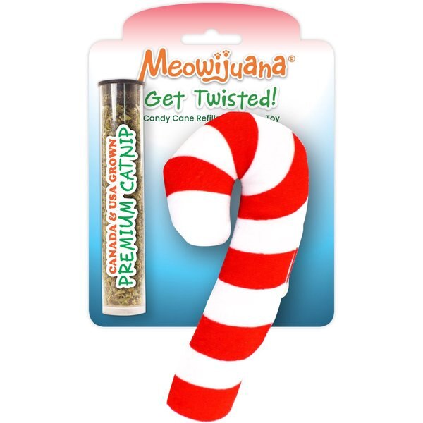 MEOWIJUANA Refillable Get Twisted Candy Cane Cat Toy - Chewy.com