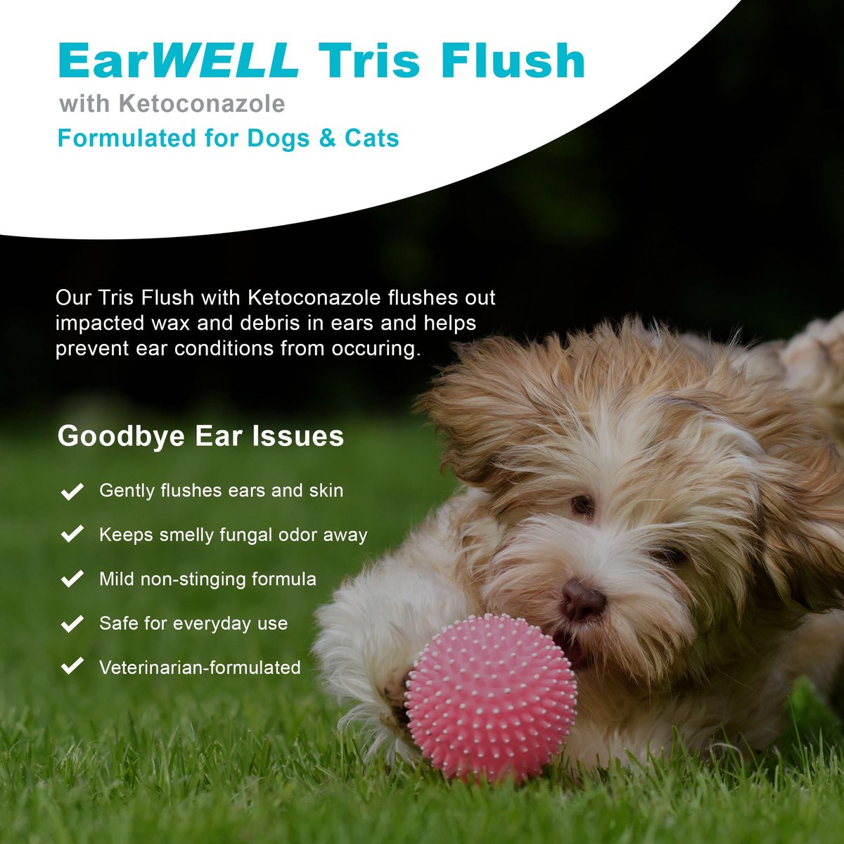 VETWELL Tris Flush Dog & Cat Ear Cleaner Solution & Infection Treatment ...