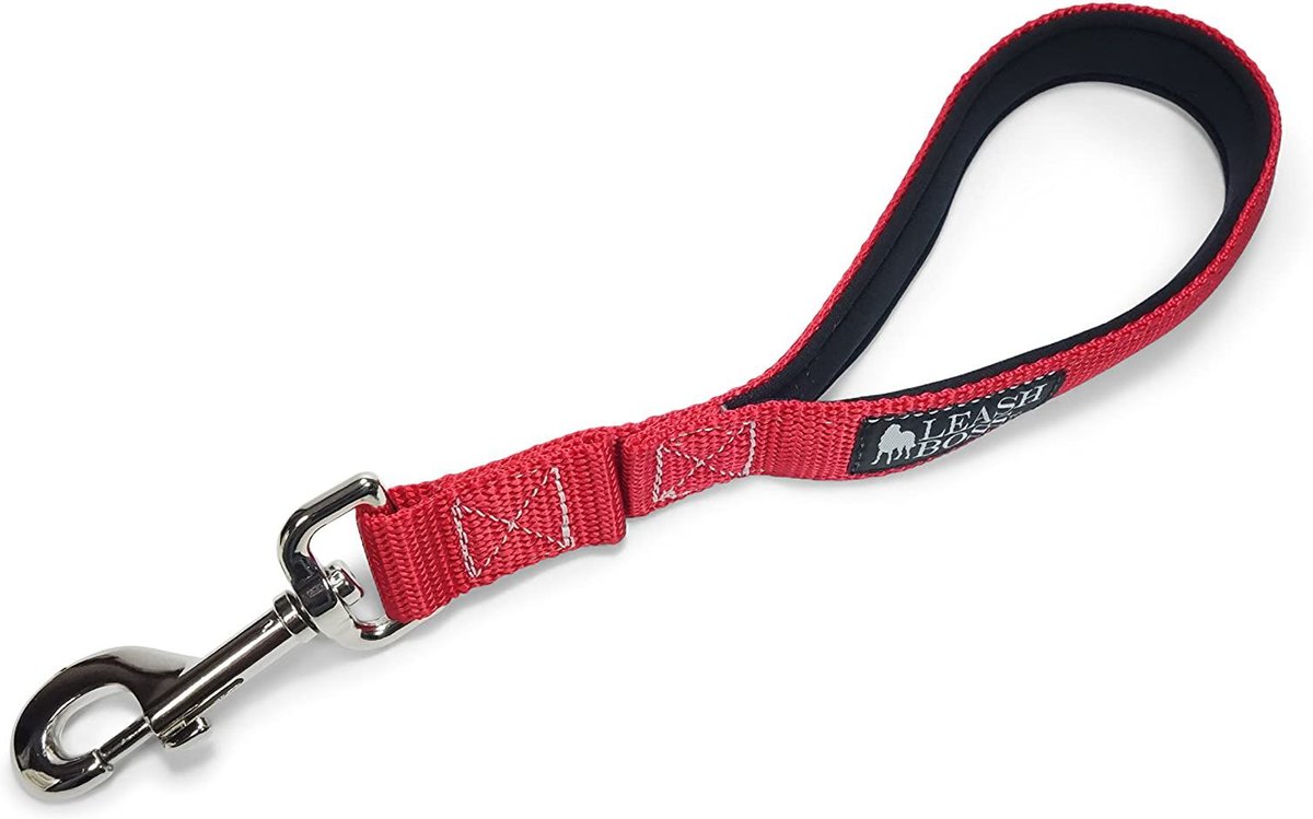 LEASHBOSS Padded Handle Short Dog Leash, Red, 12-in - Chewy.com