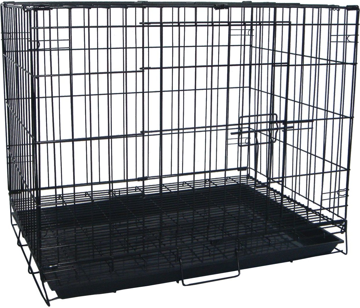 YML Collapsible Metal Small Pet Crate with Bottom Gate, Black, 30-in ...