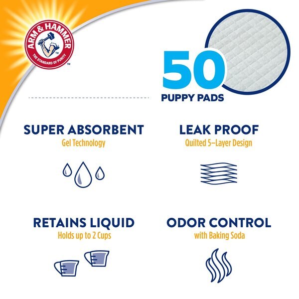 ARM & HAMMER PRODUCTS Puppy Pads with Attractant Dog Poppy Pad, 50 ...