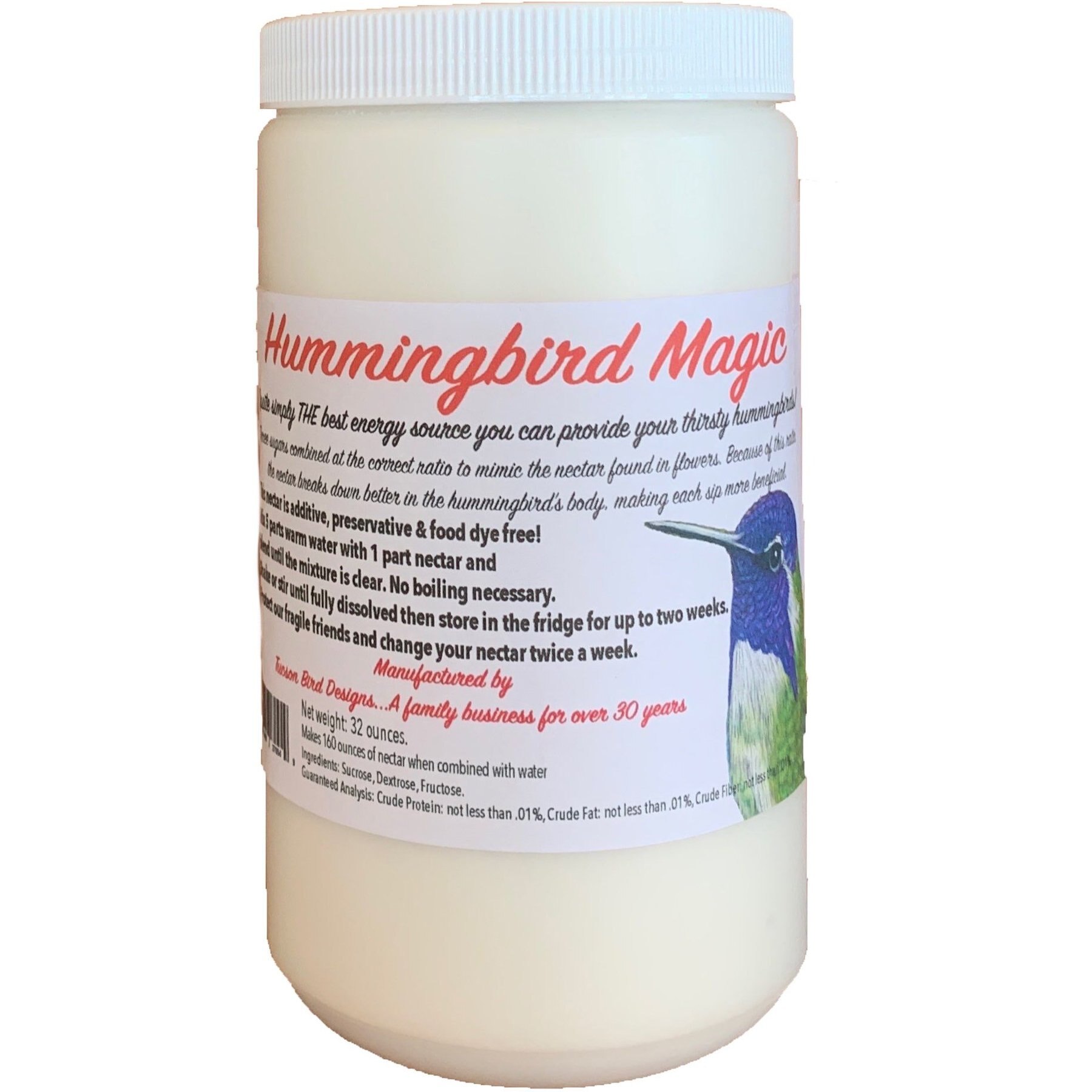 TUCSON BIRD DESIGNS Hummingbird Magic Bird Food, 2-lb jar - Chewy.com