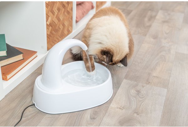 TRIXIE Curved Stream Cat & Dog Water Fountain, White, 84.5-oz - Chewy.com