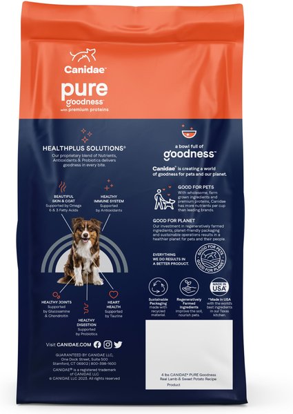 CANIDAE Pure Goodness Real Lamb & Sweet Potato Recipe Adult Dry Dog ...