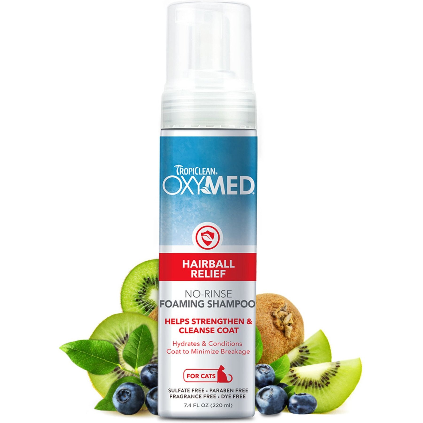 TROPICLEAN OxyMed Hairball Remedy No Rinse Waterless Cat Shampoo, 7.4 ...