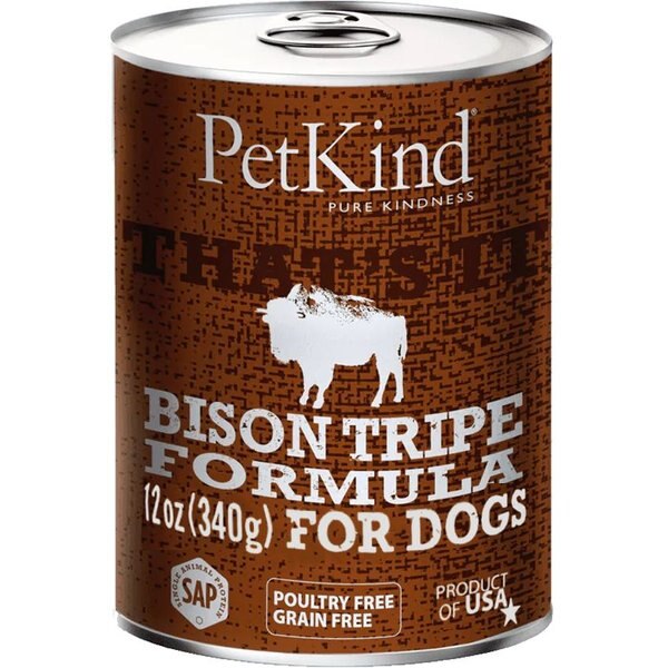 PETKIND Tripett Green Bison Tripe Grain-Free Canned Dog Food, 12.8-oz ...