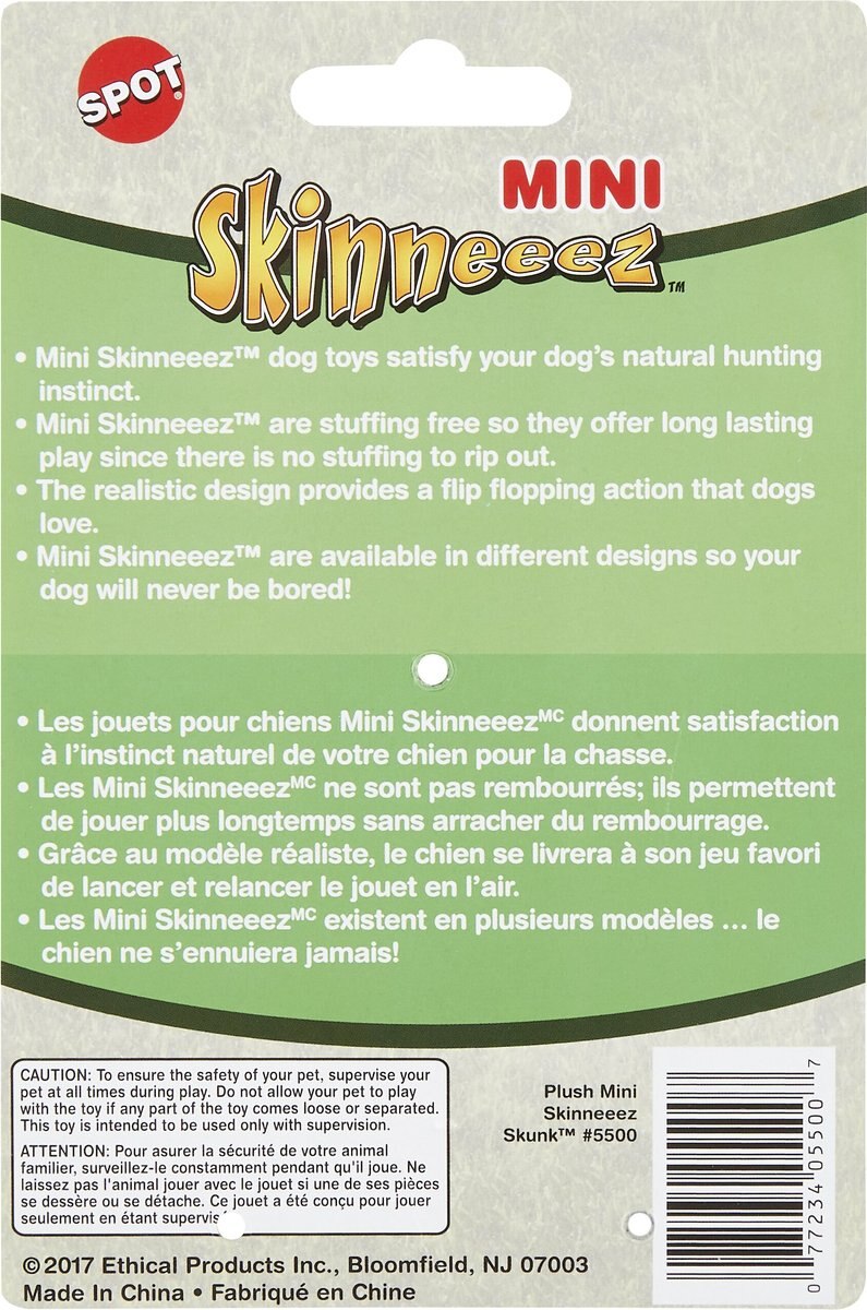 Discontinued - ETHICAL PET Skinneeez Forest Series Skunk Stuffing-Free ...