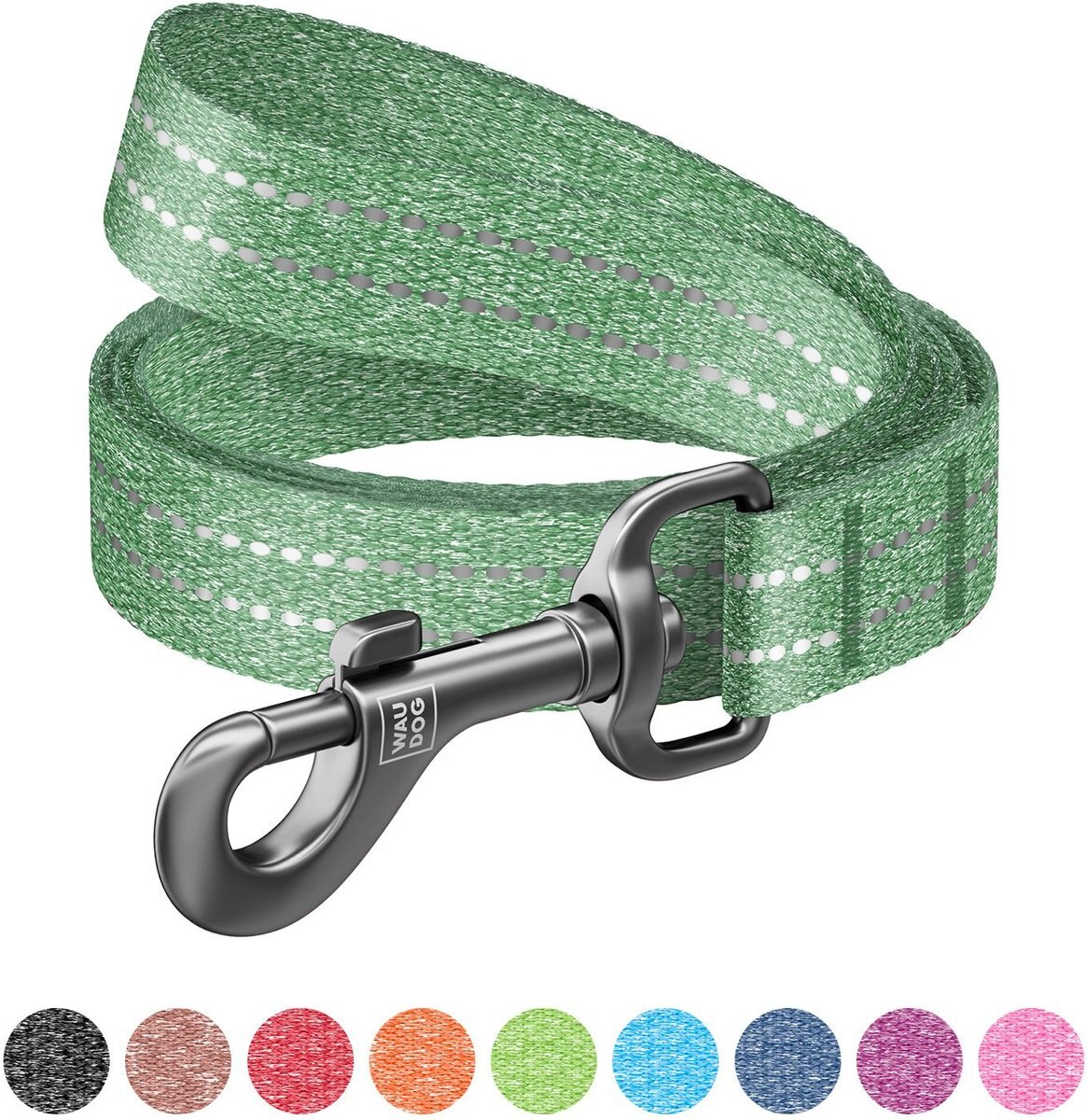 WAUDOG Reflective Cotton Dog Leash, Green, Medium/Large, 6.5-ft - Chewy.com