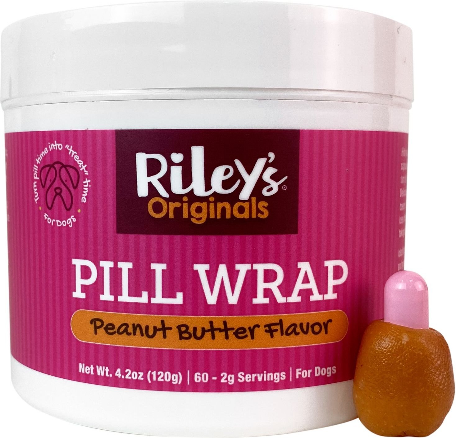 RILEY'S Delicious Peanut Butter Flavored Pill Wrap Dog Treat, 4.2-oz ...