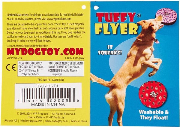 TUFFY'S Ultimate Flyer Squeaky Plush Dog Toy, Pink Leopard - Chewy.com