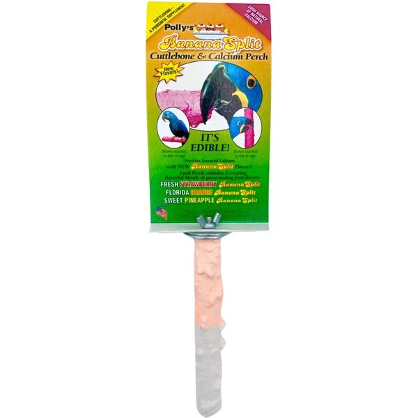 POLLY'S PET PRODUCTS Banana Split Cuttlebone & Calcium Bird Perch ...